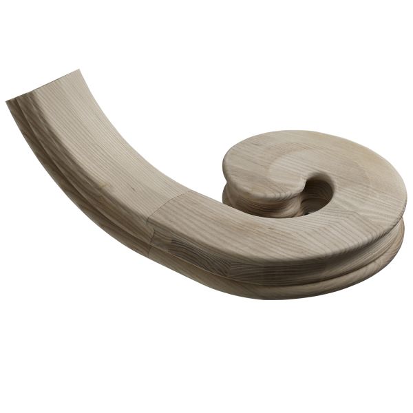 Ash Right Hand Volute Handrail with up Ramp - Stair Parts Online
